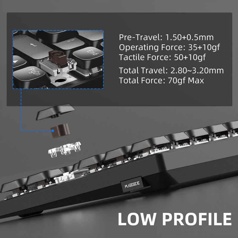 Moon84 Black Wireless Mechanical Keyboard (3000mAh) – MageGee